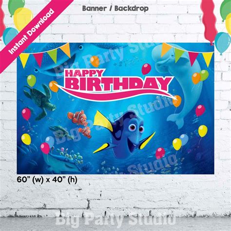 Finding Dory Banner Nemo 2 Dory Party Backdrop
