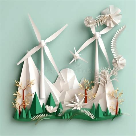 Renewable Energy In Paper Art Green Energy As Wings Generative Ai