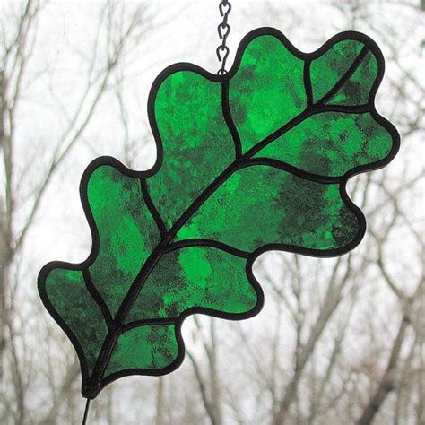 Stained Glass White Oak Leaf Suncatcher
