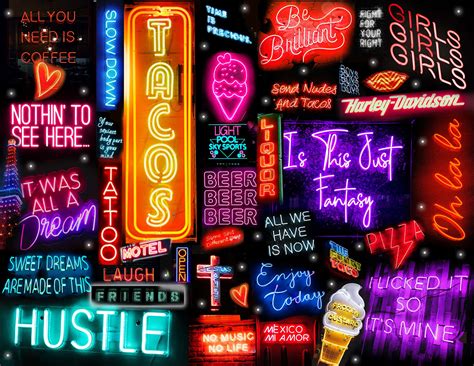 Download Vibrant Neon Signs Collage Wallpaper