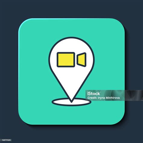 파란색 배경에 격리 된 윤곽 비디오 채팅 회의 아이콘을 채웠습니다 온라인 미팅 업무양식홈 원격 프로젝트 관리 청록색 스퀘어 버튼 벡터 Brand Name Online