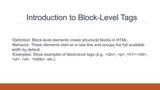 Block Level HTML Tags Pptx Block Level HTML Tags Pptx Block Level HTML Tags Pptx Block Level
