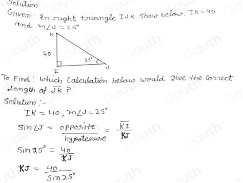 Solved 10 In Right Triangle Ijk Shown Below Ik40 And M∠ J25