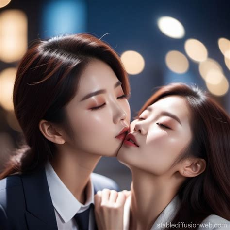 Korean Womans Kiss Stable Diffusion Online