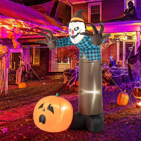 Costway 7 Ft Inflatable Haunted Scarecrow Blow Up Yard Decoration With