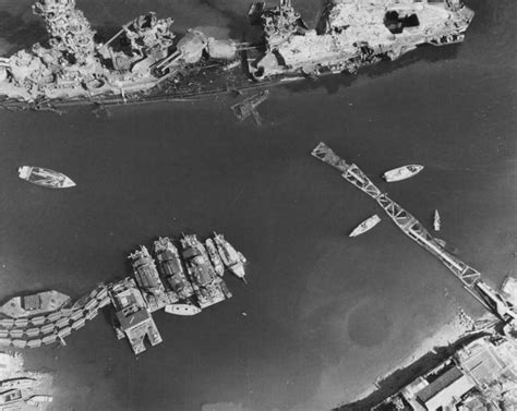 Overhead View Of The Wreck Of The Japanese Battleship Ise October 1945