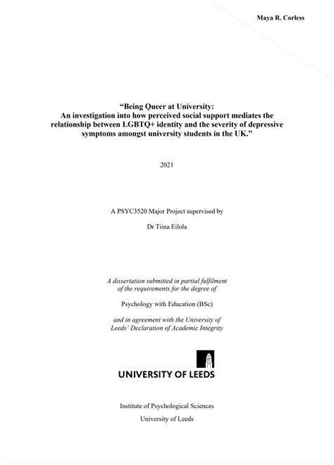 Maya Corless On Linkedin I Am Proud To Announce I Have Submitted My Final Year Dissertation On The…