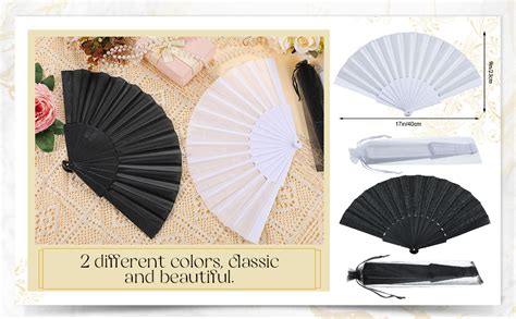 Wenqik 80 Pcs Wedding Folding Hand Fans Bulk Silk Fabric