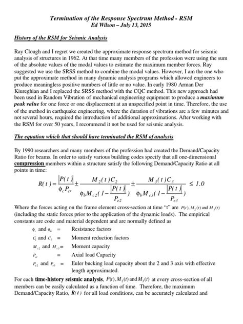 Termination Of Response Spectrum Method Pdf Nonlinear System
