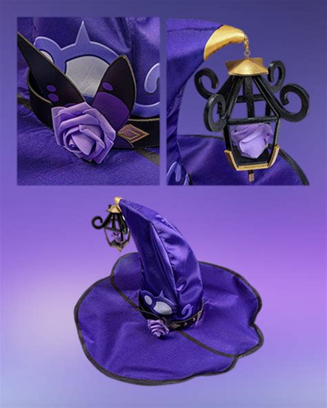 Game Genshin Impact Lisa Cosplay Costume Witch Hat Purple Rose Etsy