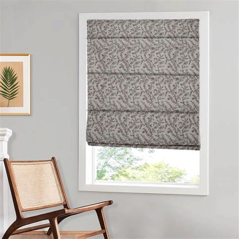 Hand Block Printed Roman Shade Linen Blend Window Blackout Roman Shade
