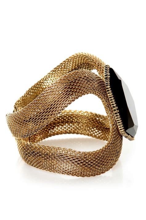 Cool Gold Cuff Black Stone Cuff Cuff Bracelet 17 00 Lulus