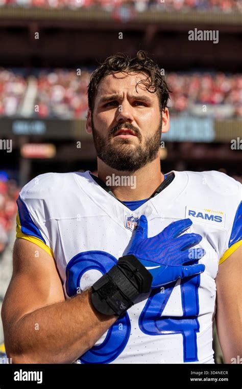 Los Angeles Rams Tight End Colby Parkinson 84 Stands For The National Anthem Before Playing