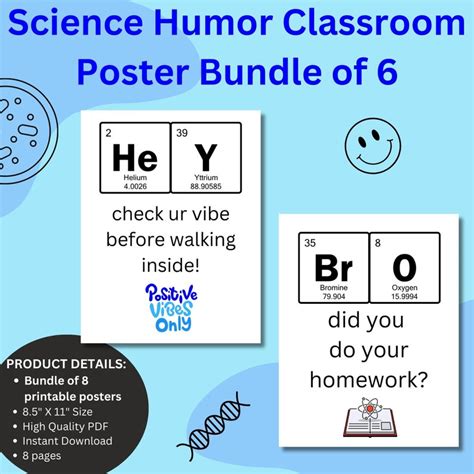 Science Humor Classroom Poster Bundle Of 6 Instant Digital Download