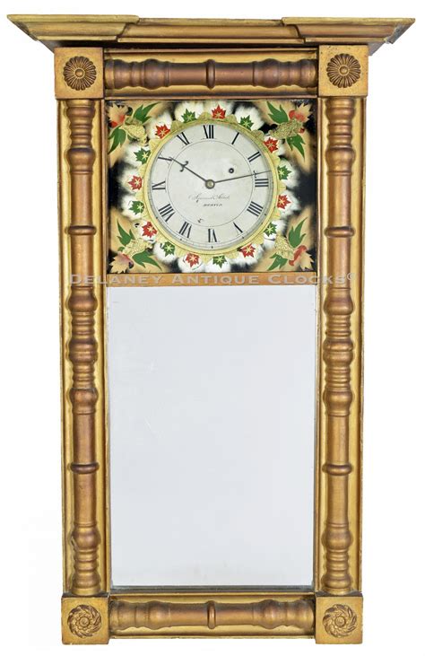 Samuel Abbott Boston Massachusetts A Gilded Framed Mirror Clock 221169 Delaney Antique Clocks