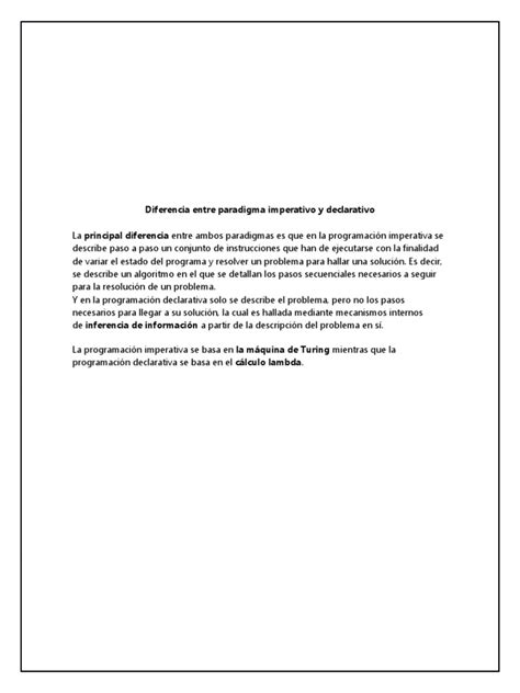 Paradigmas Imperativo Y Declarativo Pdf C Programación De Computadoras