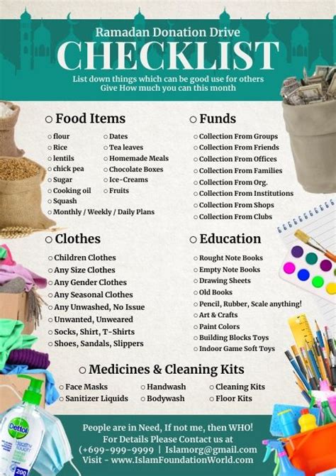 Ramadan Donation Checklist Template