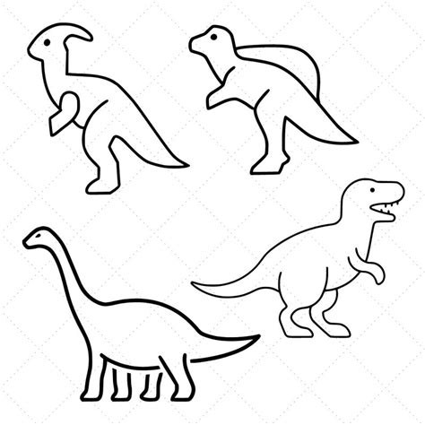 Dinosaur Doodle Svg Bundle Dinosaur Outline Svg Dinosaur Coloring