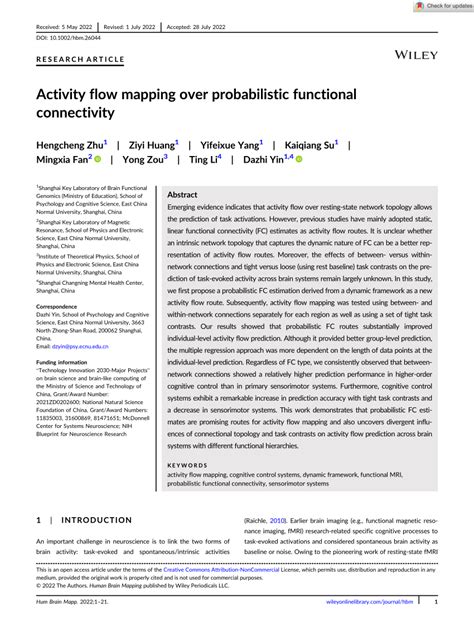 Pdf Activity Flow Mapping Over Probabilistic Functional Connectivity