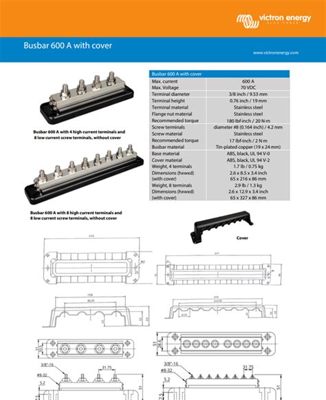 Victron Busbar 600a 4p And Cover
