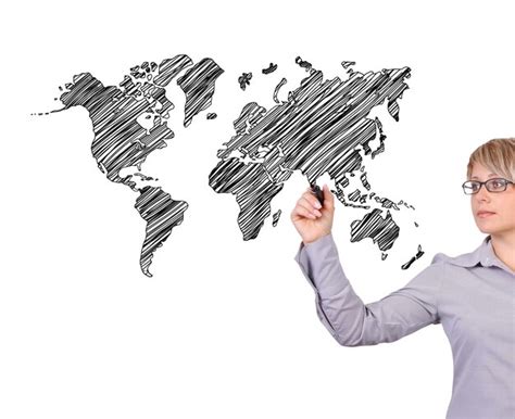 Desenhando O Mapa Do Mundo Foto Premium