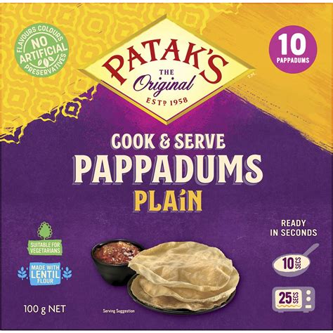 Pataks Cook To Eat Pappadums Plain 100g Woolworths