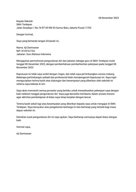 Contoh Surat Pengunduran Diri Layanan Pintarnya