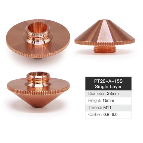 A Type D28 Precitec Laser Cutting Nozzles H15 M11 Copper
