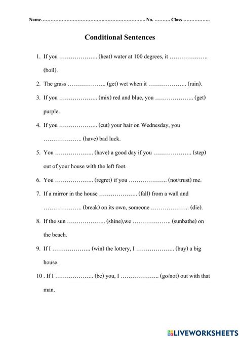 Conditionals Worksheet For Grade 7