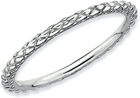 4865 Sterling Silver Rhodium Criss Cross Stackable Ring Size 7 682