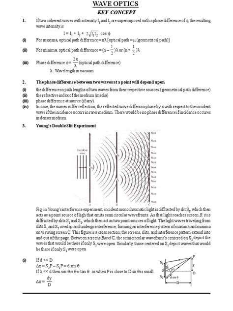 Wave Optics Pdf Diffraction Wavelength