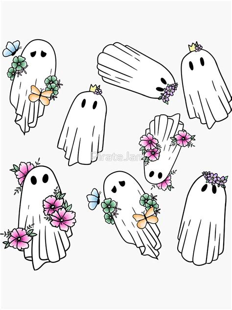 Cute Sheet Ghosts Sticker For Sale By Piratejam Redbubble