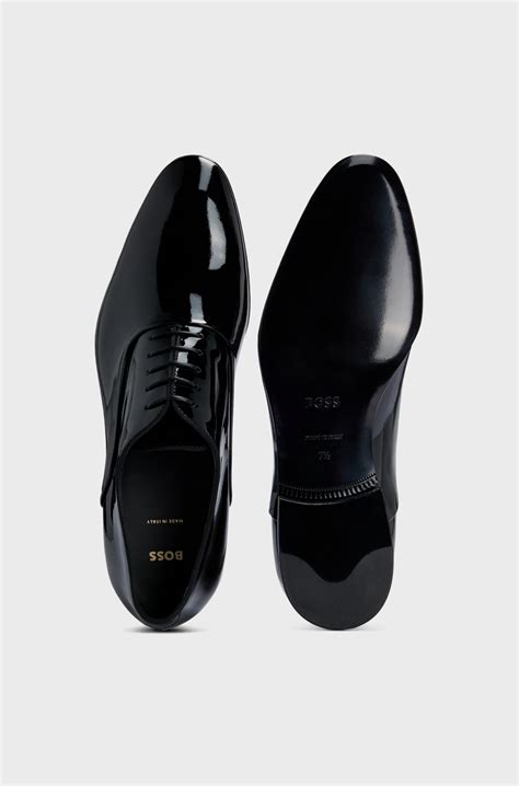 Boss Patent Leather Oxford Shoes With A Pointed Shape Black