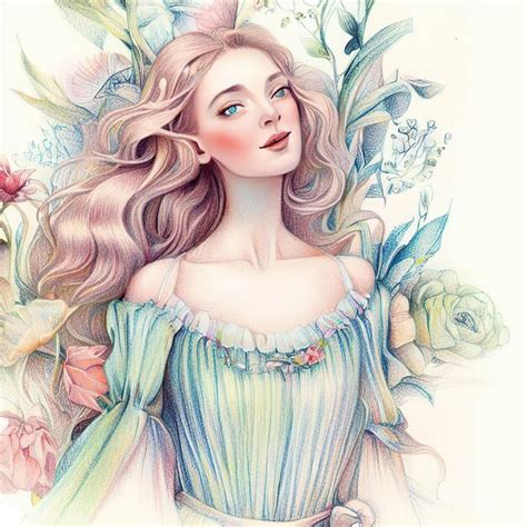Premium Ai Image A Woman With Long Blonde Hair And A Blue Dress With