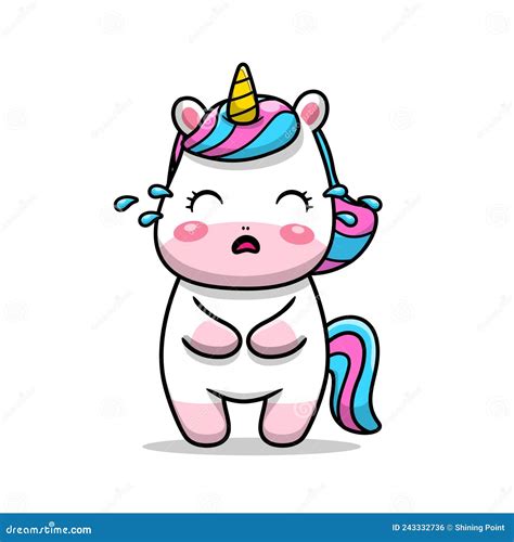 Cute Unicorn Crying Cartoon Icon Illustration Stock Vector Illustration Of Cute Drawing