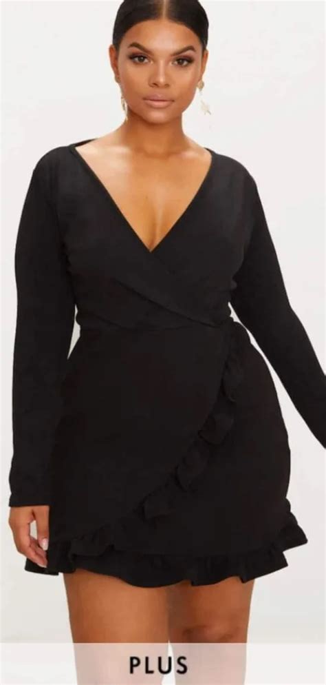 ️👇🏼12 Plus Size Black Wrap Dresses Visual Tips For Longer Slimmer Legs