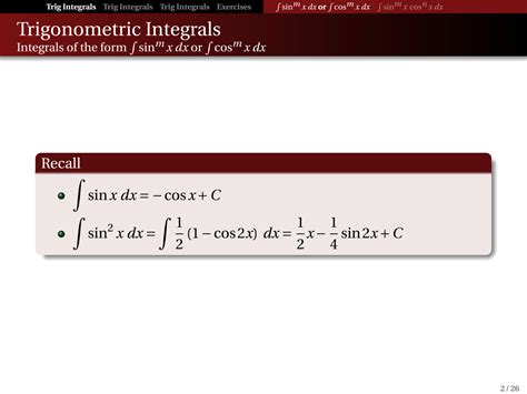 Solution Trigonometric Integrals Calculus Handout Studypool
