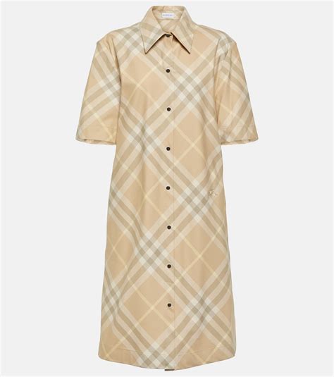 Burberry Check Cotton Shirt Dress In Beige Burberry Mytheresa