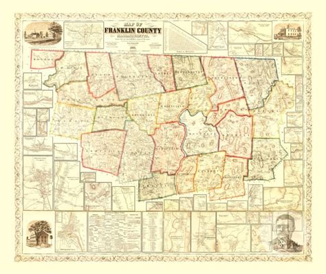 🗺️ Franklin County Massachusetts 1858 Land Ownership Map • Old Map Of