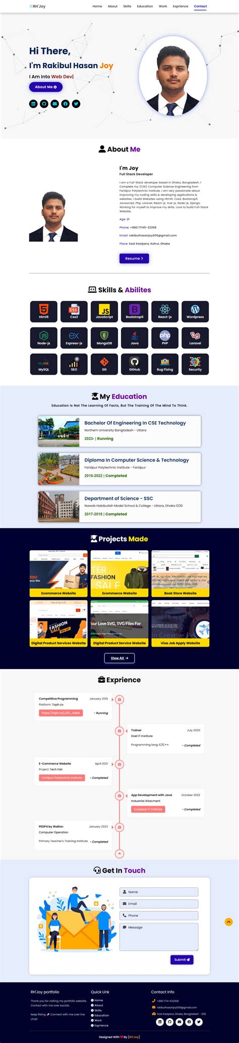 Rakibul Hasan Joy On Linkedin Portfolio Html Css Github Project Javascript