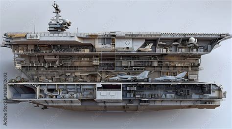 Intricate Cross Section View Of A Highly Advanced Military Aircraft