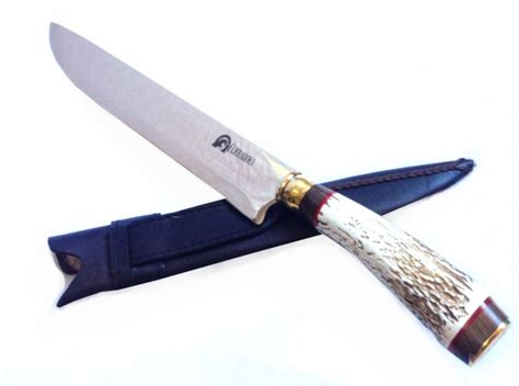 Faca Gaucha Churrasco Aço Inox 9 Polegadas Cabo Cervo A Cutelaria Do Sul