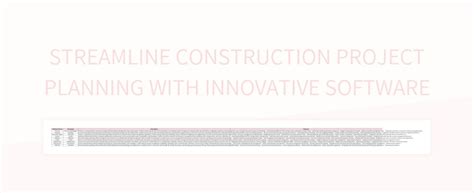 Streamline Construction Project Planning With Innovative Software Excel