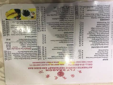 Menu At Fly Dragon Restaurant Rustenburg