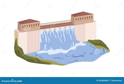 Renewable Hydropower Plant Royalty Free Cartoon