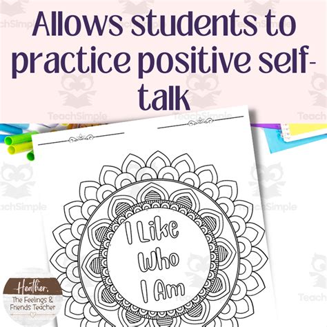 Self Esteem Mandala Coloring Activities Positive Affirmation