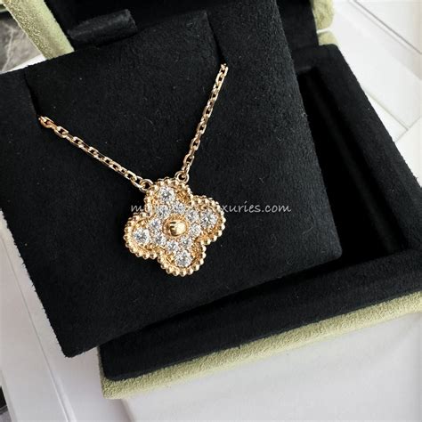 Van Cleef And Arpels Vintage Alhambra Diamond Pave Rg Pendant Necklace Timeless Luxuries