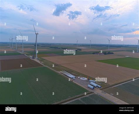 Crawler Crane Is Constructing A New Wind Turbine Parts For Another One