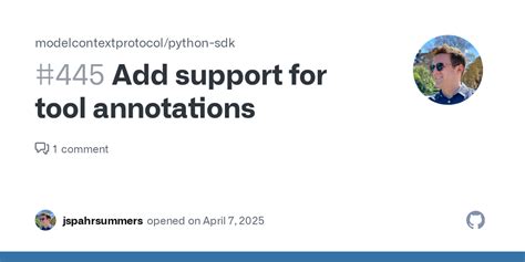 Add Support For Tool Annotations · Issue 445 · Modelcontextprotocol