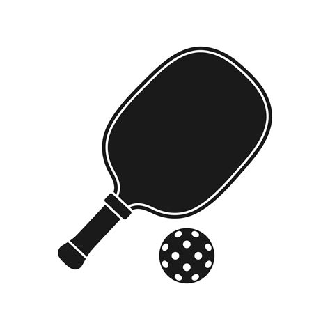 Pickleball Racket And Ball Silhouette Icon Isolated Vector Illustration
